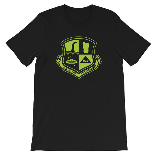 Cryptid Command T-Shirt | Bigfoot • Nessie • UFO • Illuminati Military Shield – Monsterologist